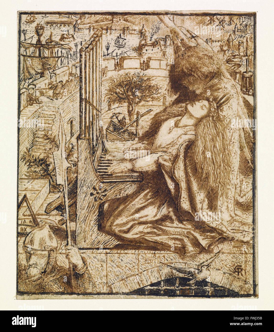 Dante Gabriel Rossetti - Design for Moxon's Tennyson - Saint Cecilia ...