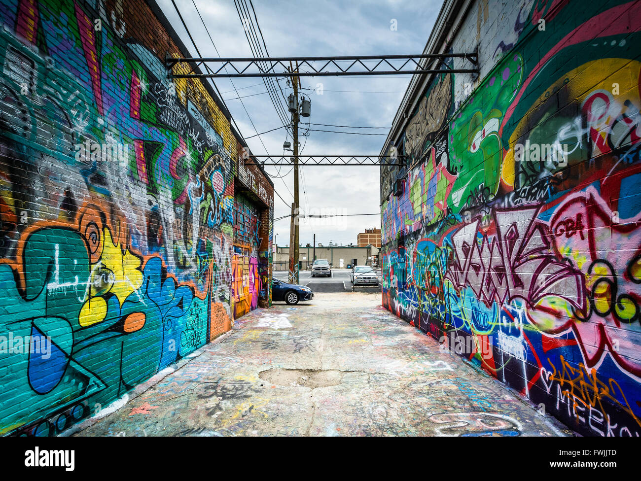 Graffiti Alley, in the Station North District of Baltimore, Maryland ...