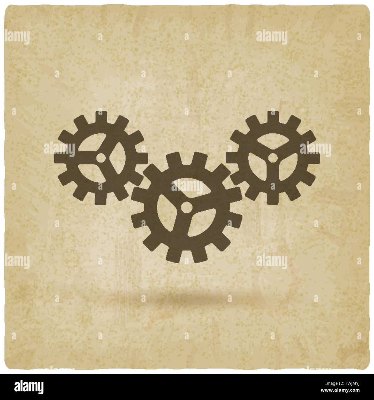 gear connected symbol. industrial concept old background - vector ...