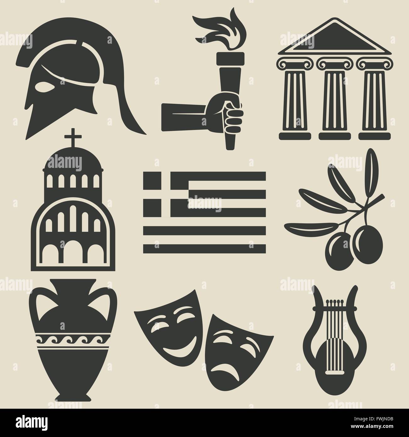 Greece symbol icons set. vector illustration - eps 8 Stock Vector Image ...
