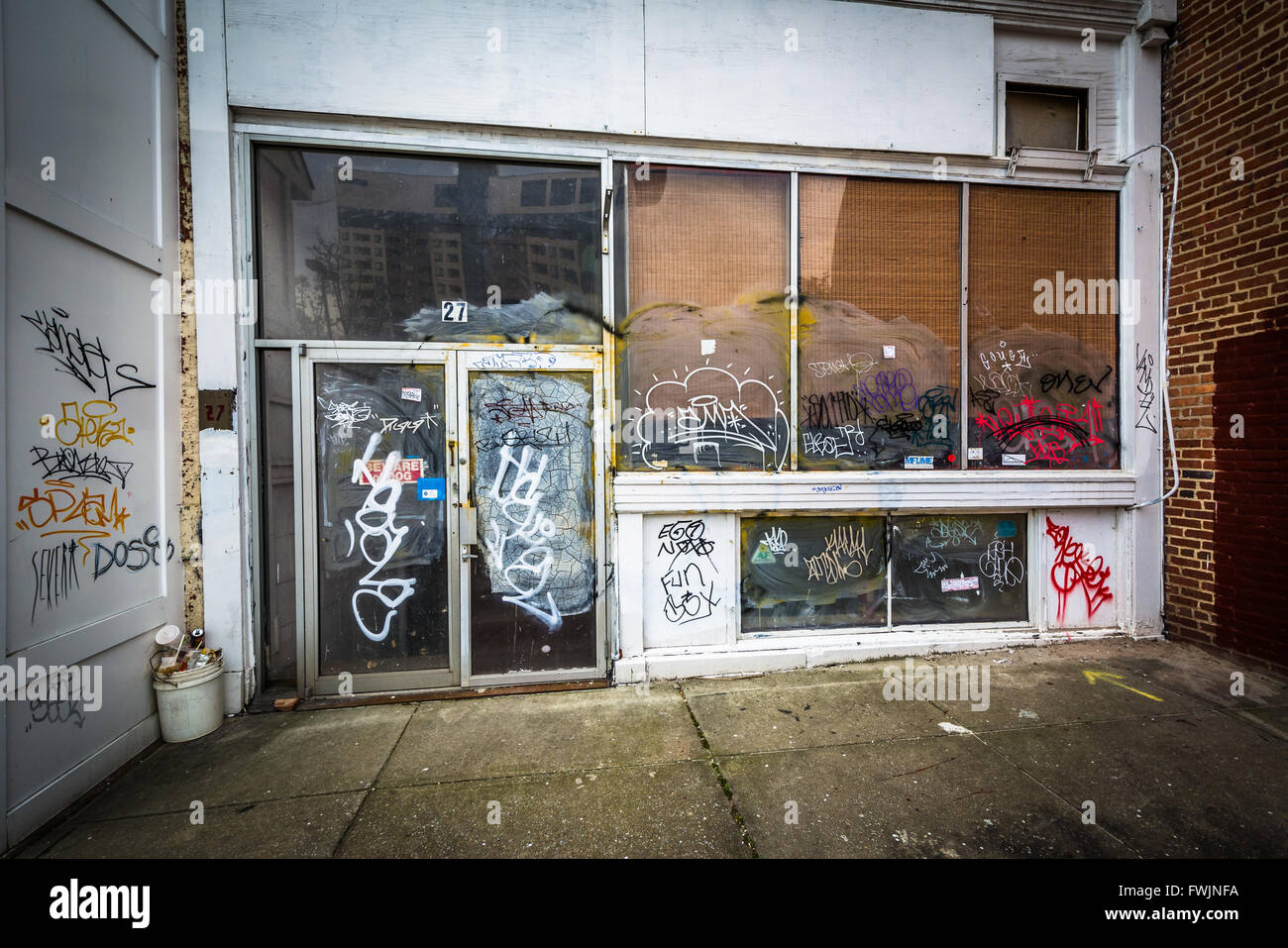 Graffiti on an abandoned store in Baltimore, Maryland Stock Photo - Alamy