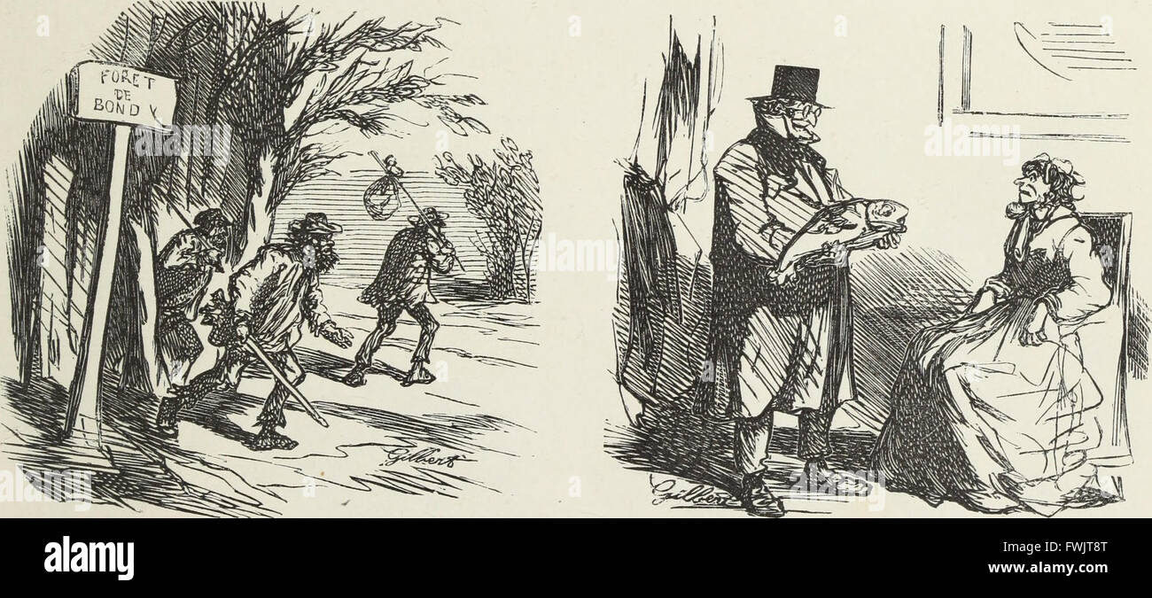 A 1868 satirical work depicting humorous and exaggerated scenes from an ...