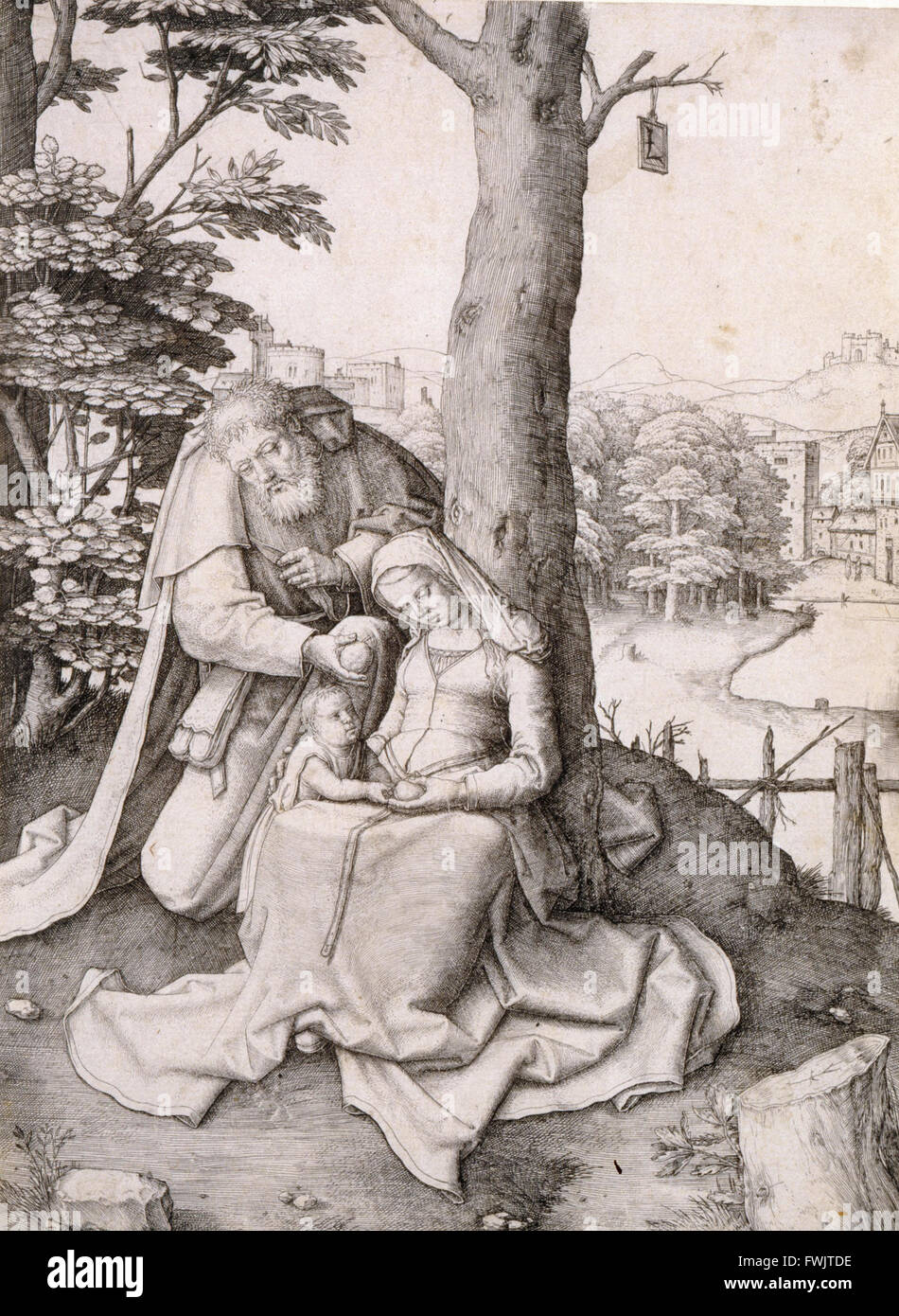 Lucas van Leyden - The Holy Family - Blanton Museum of Art Stock Photo ...