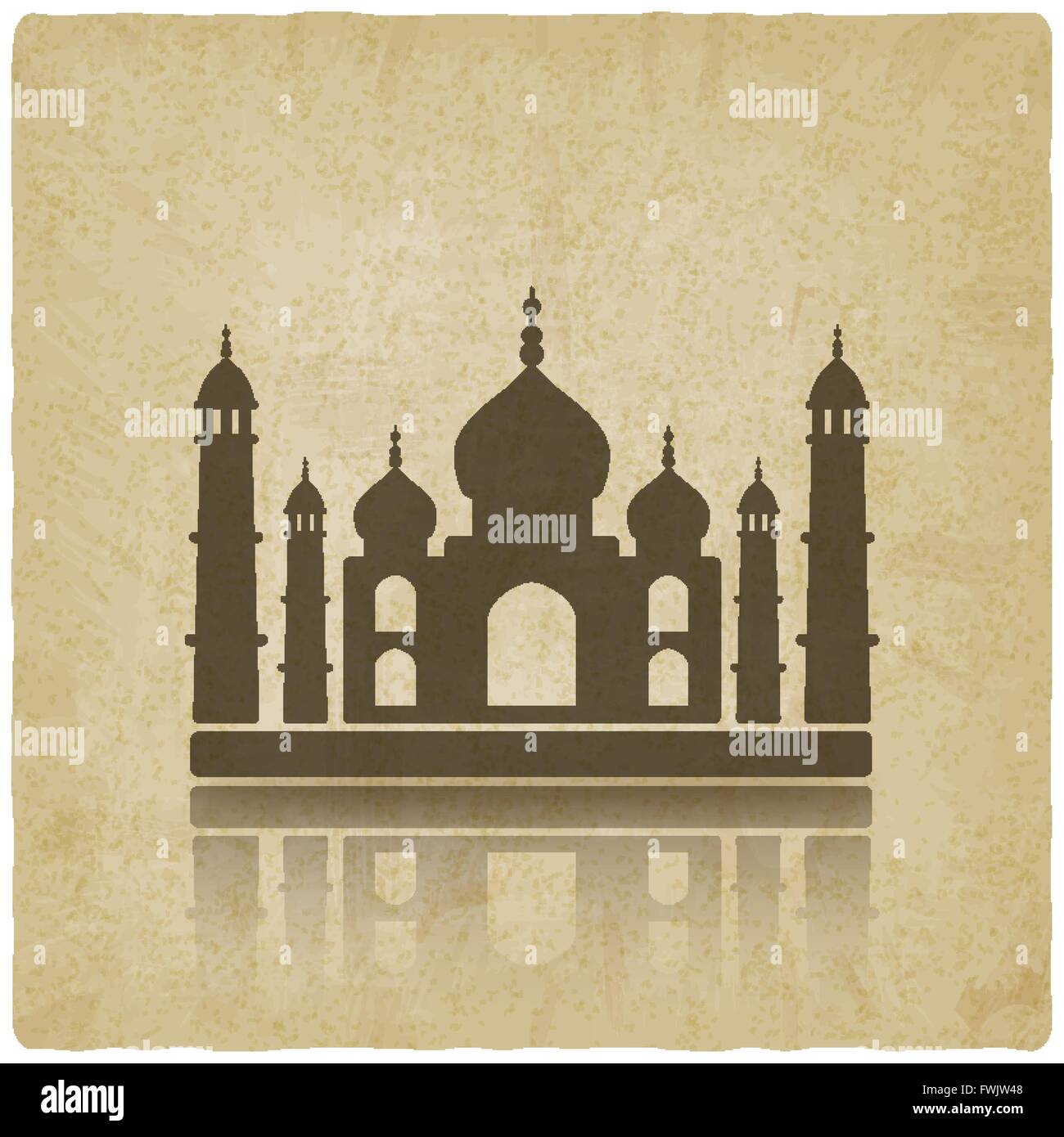Taj Mahal on old background. vector illustration - eps 10 Stock Vector ...