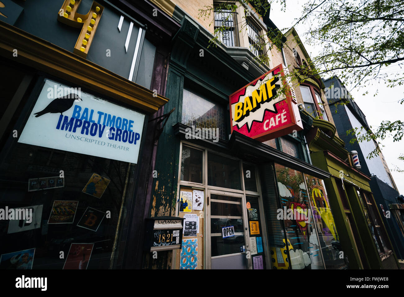 Shops along Charles Street in the Station North District of Baltimore ...