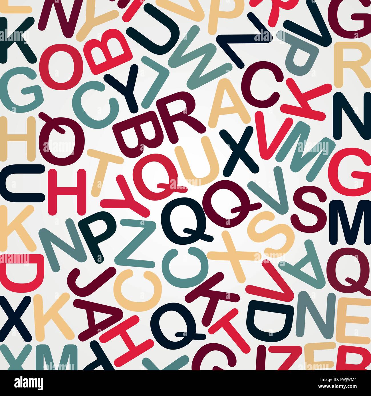 Abstract Learning background: multicolor Letters оn White, vector ...