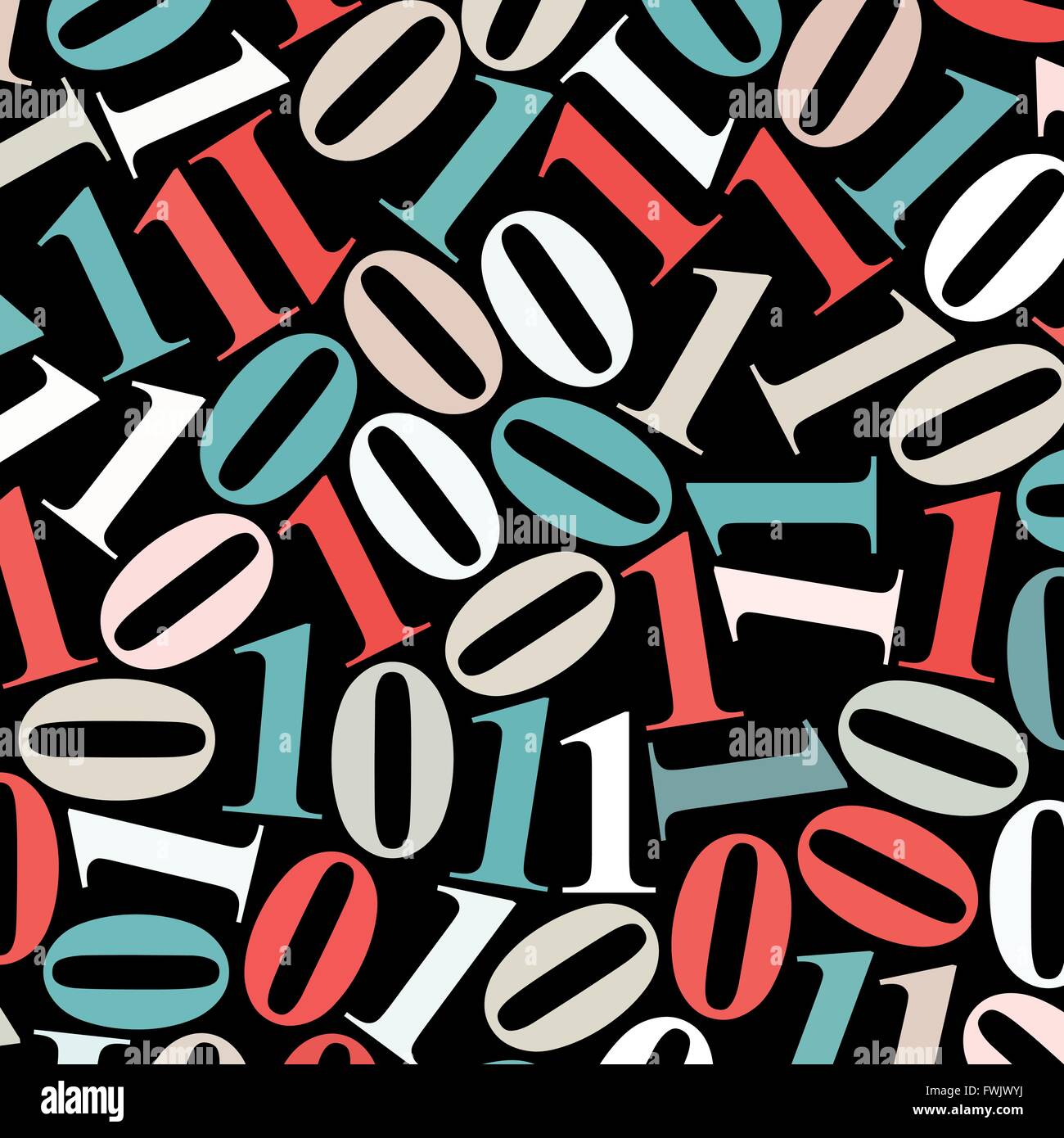 Abstract Data background: multicolor Binary Code оn Black, No Gradients ...