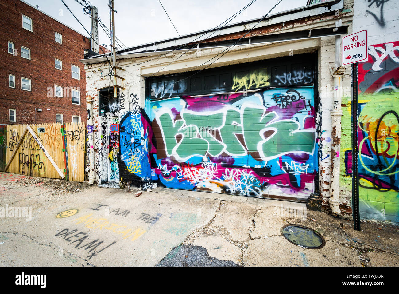 Graffiti Alley, in the Station North District of Baltimore, Maryland ...