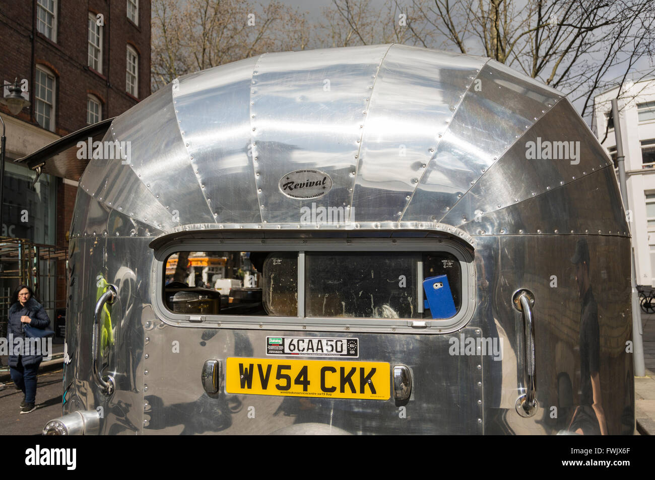 A shiny retro Revival Trailer street food stall on Leather Lane in ...