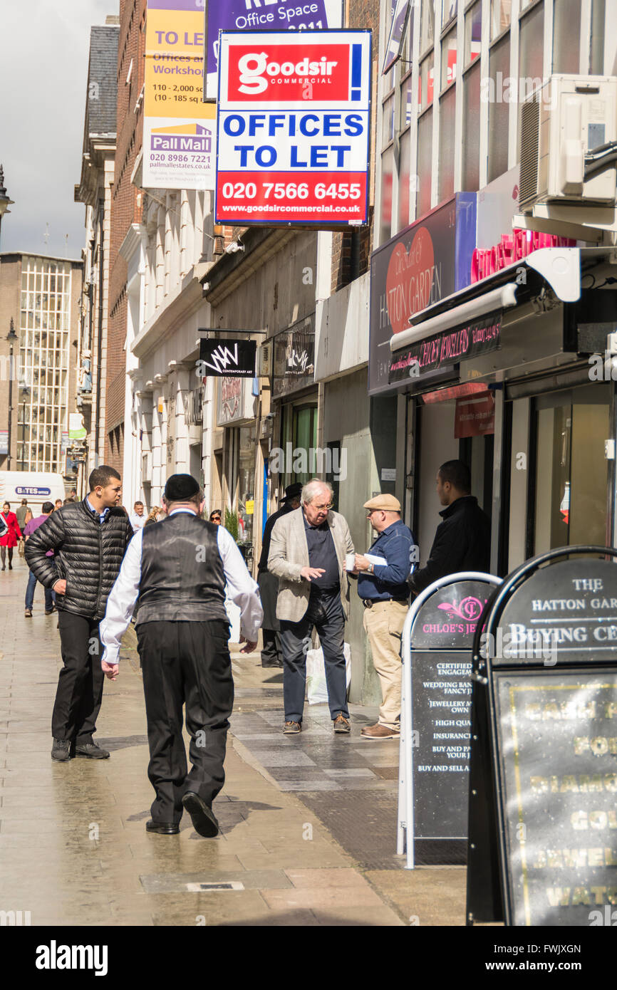 People walking in a bustling Hatton Garden jewellery district in London ...