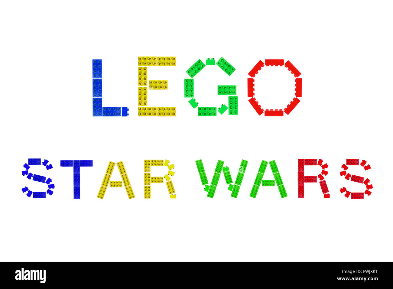 The words Lego Star Wars created form Lego and photographed against a ...