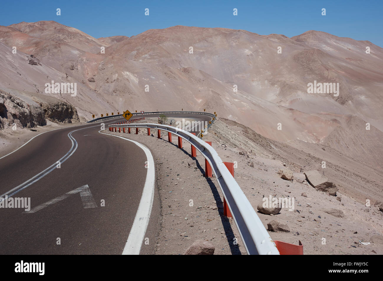 The main road from the port city of Arica to Bolivia running along the ...