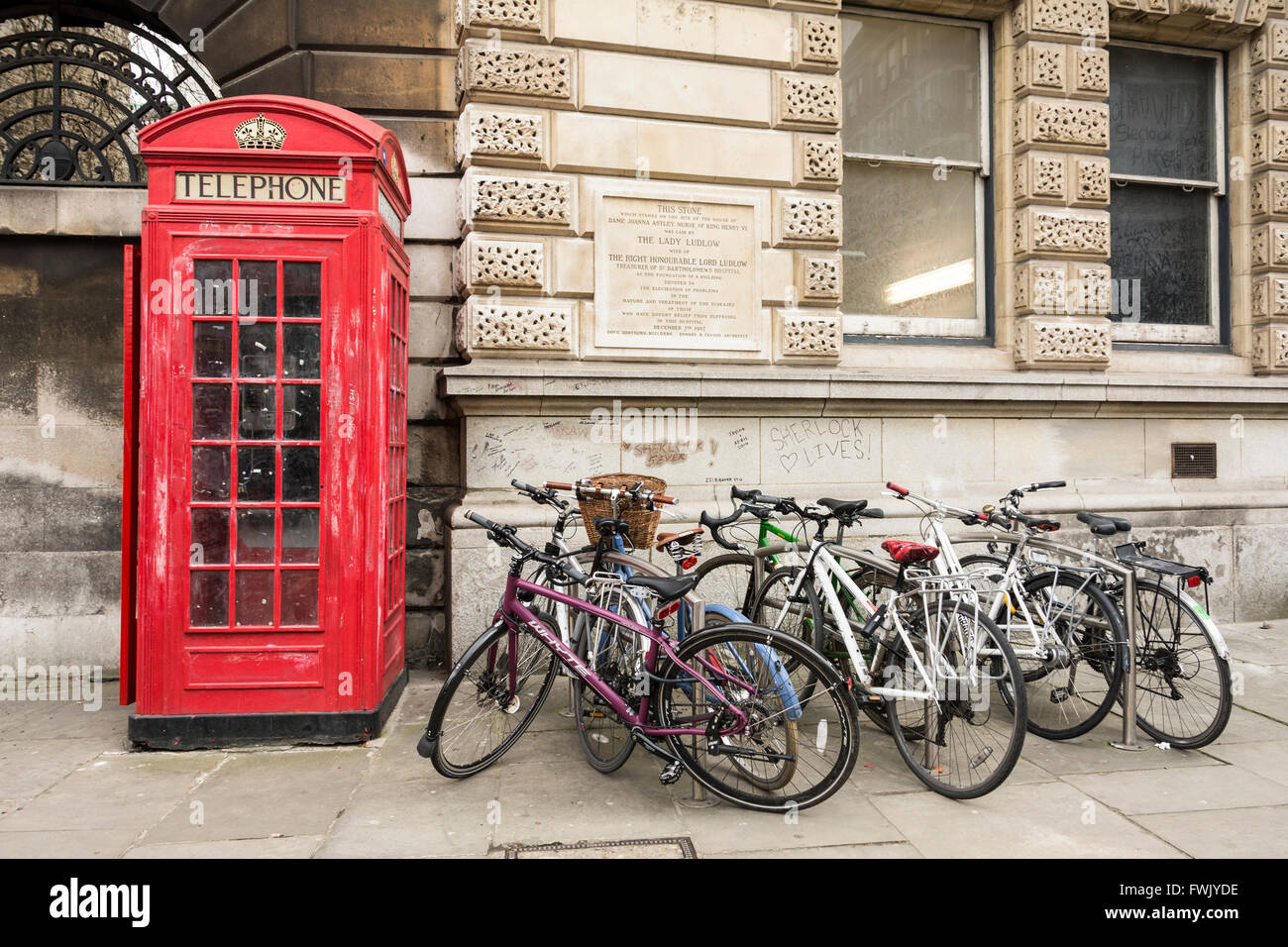 'Sherlock Holmes' phone box outside St. Barts Hospital in Smithfield ...