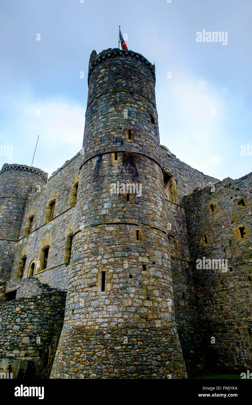 Harlech Castle, located in Harlech, Gwynedd, Wales, is a medieval ...