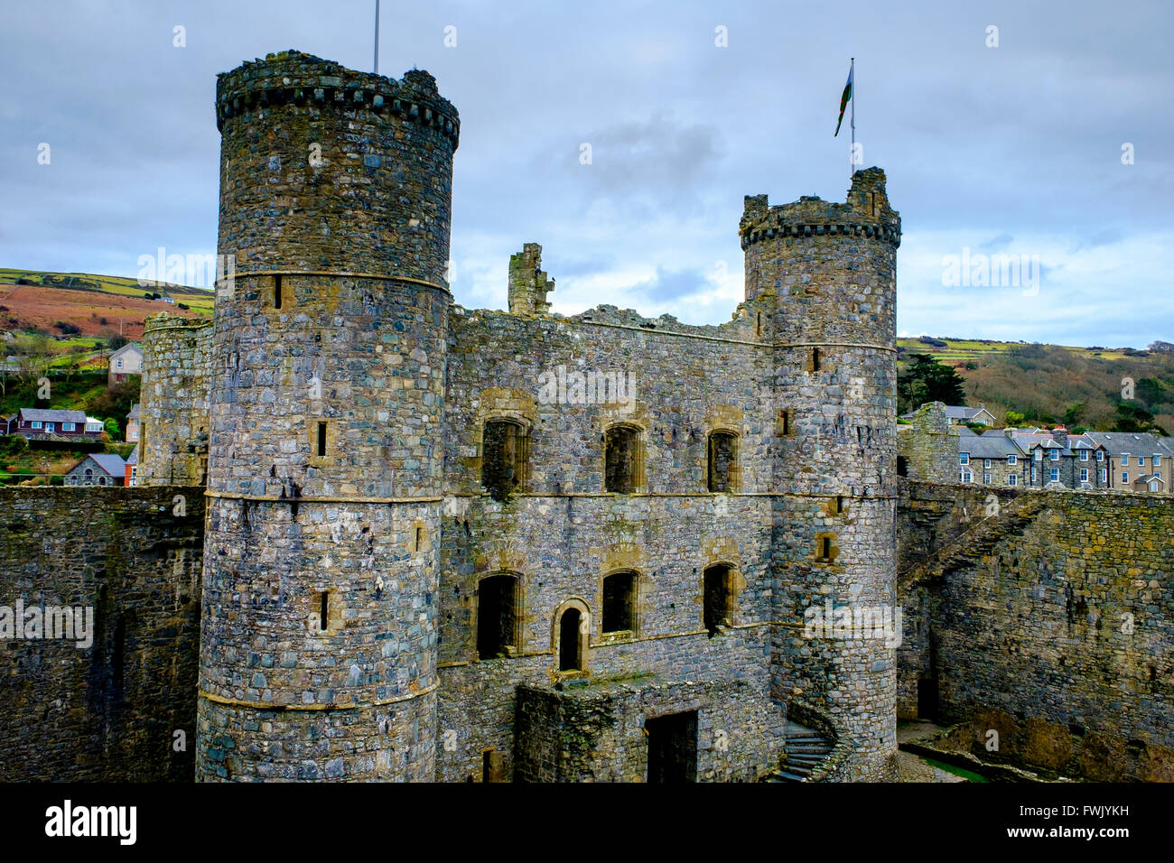 Harlech Castle, located in Harlech, Gwynedd, Wales, is a medieval ...