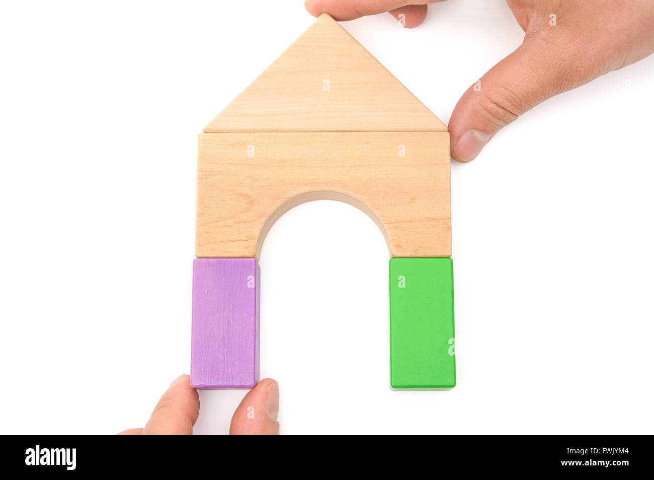 hands making up a house on white with clipping path Stock Photo - Alamy
