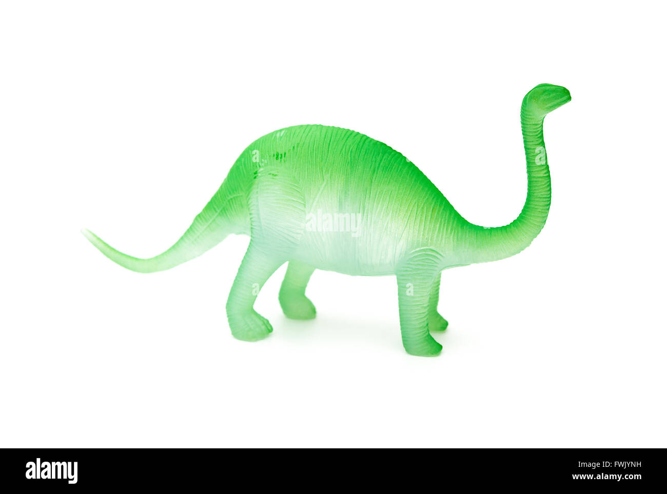 side view green plastic brachiosaurus toy on a white background Stock ...
