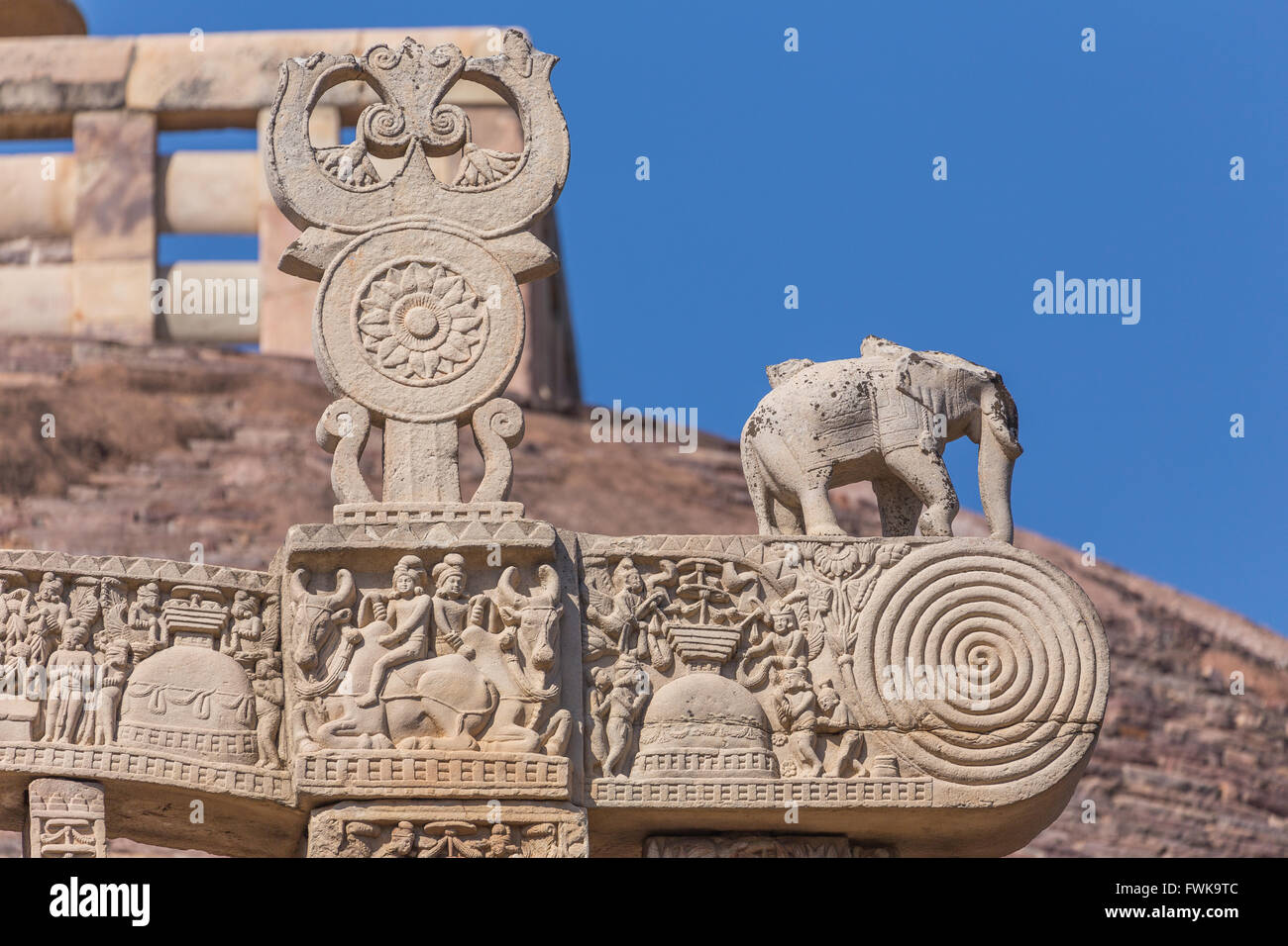 A view of the buddhism sculpture in Sanchi Temple / India Stock Photo ...