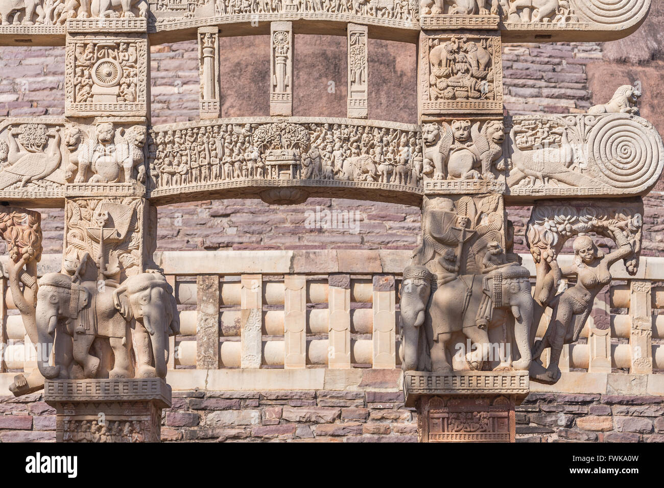 A view of the buddhism sculpture in Sanchi Temple / India Stock Photo ...