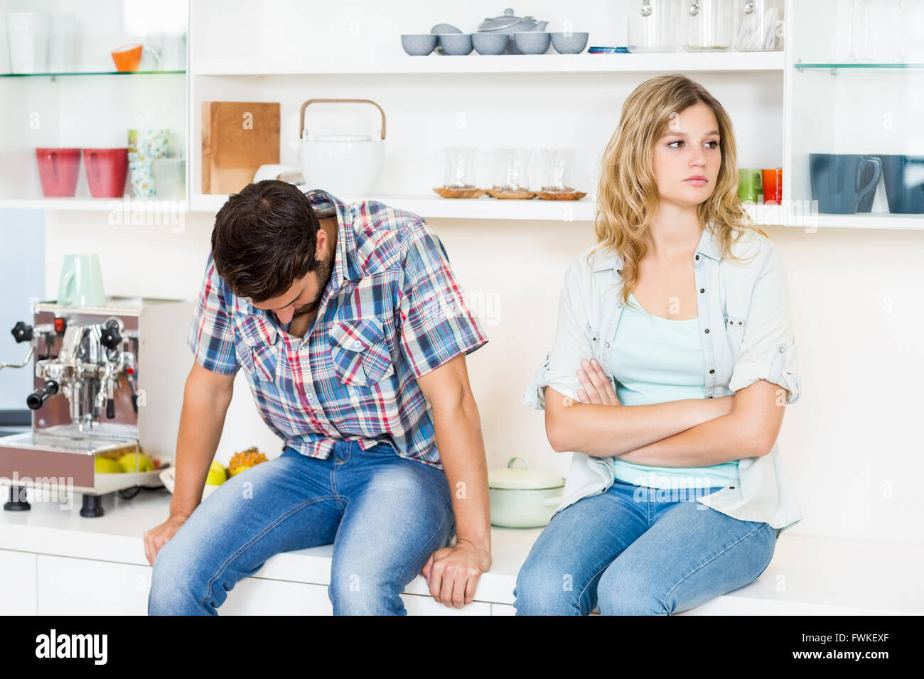 Young couple ignoring each other Stock Photo - Alamy