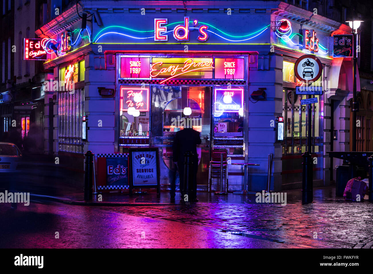 Soho night rain reflections hi-res stock photography and images - Alamy