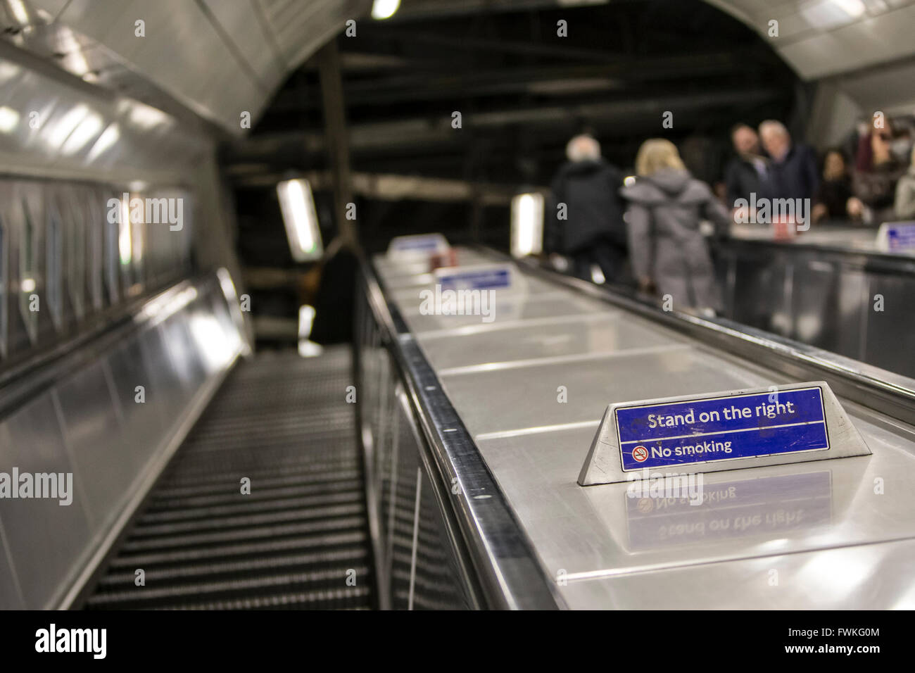 London Underground Escalator Tube Stations - Stand on the right Stock ...