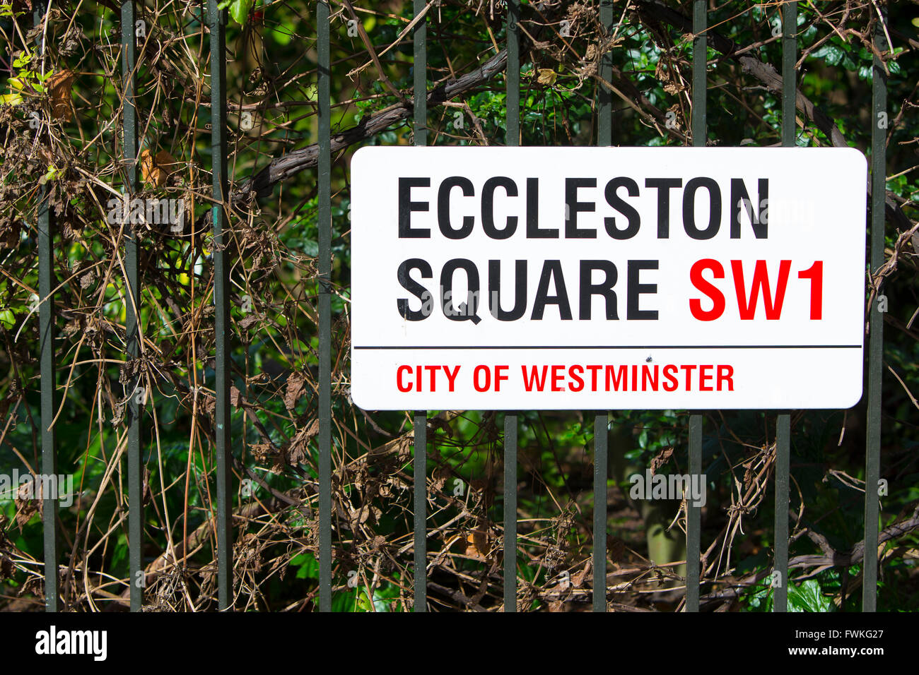 Eccleston Square London Street Sign SW1 Westminster Stock Photo - Alamy