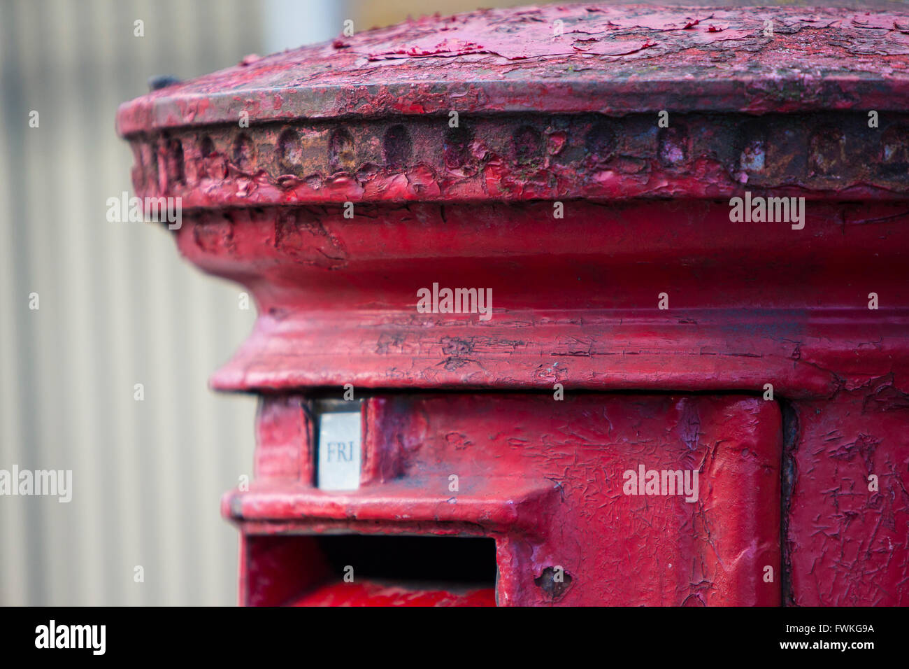 Iconic Red Pillar Post Box London England Decay Dilapidated Peeling ...