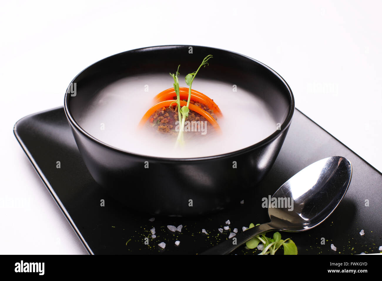Soup, molecular cuisine Stock Photo - Alamy