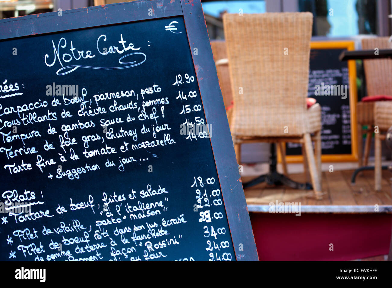 French restaurant Paris France menu board Stock Photo - Alamy