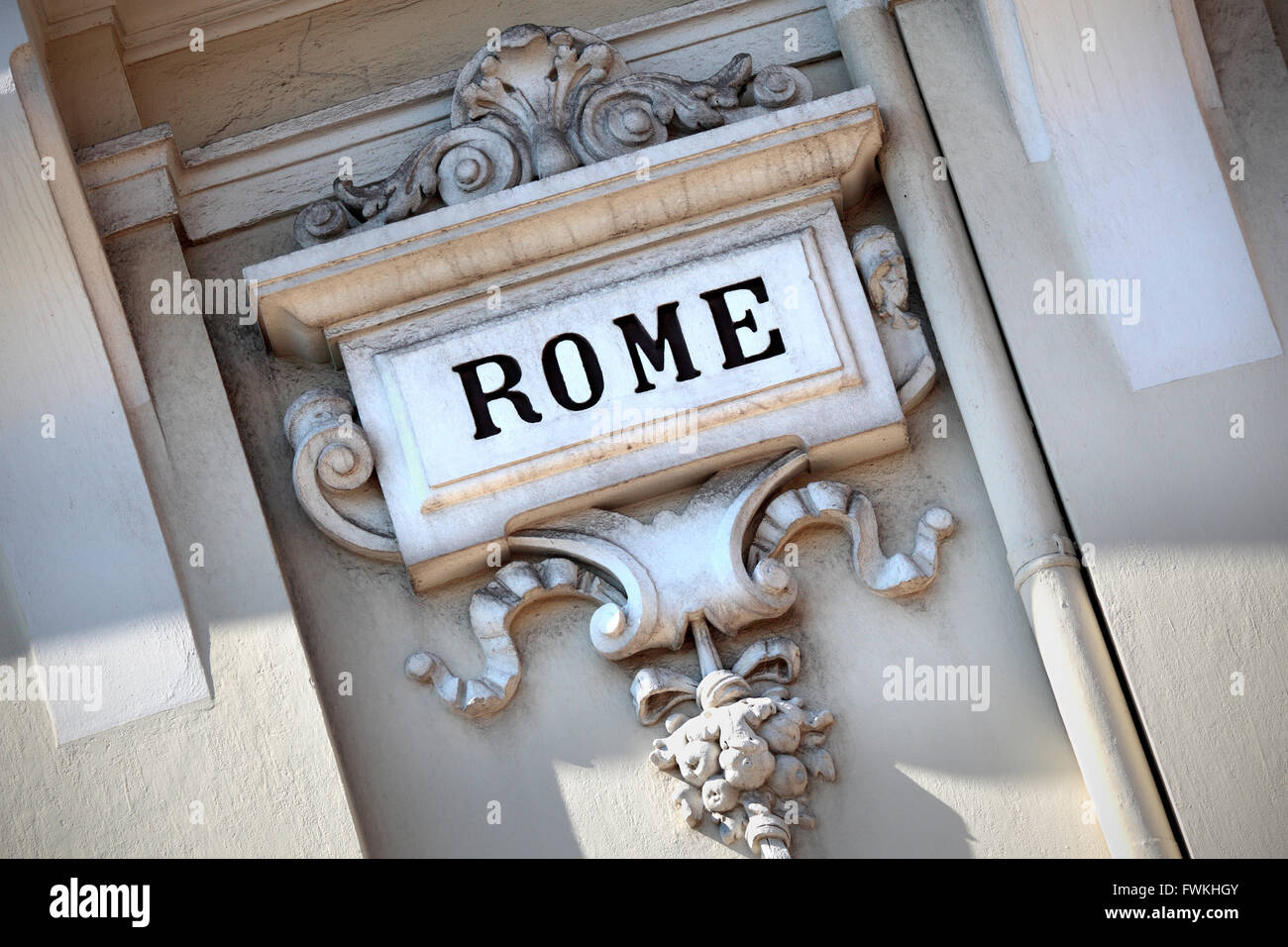Rome sign stone carved sculpture Stock Photo - Alamy