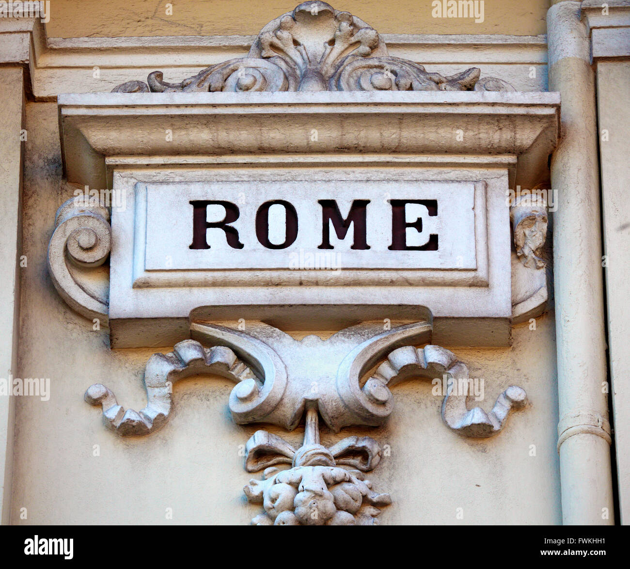 Rome sign stone carved sculpture Stock Photo - Alamy