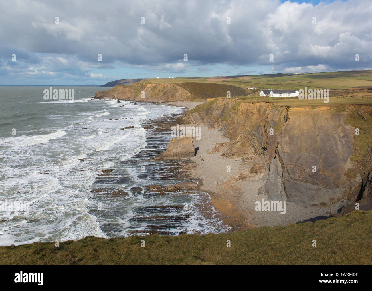 Northcott Mouth beach and coast North Cornwall near Bude from south ...