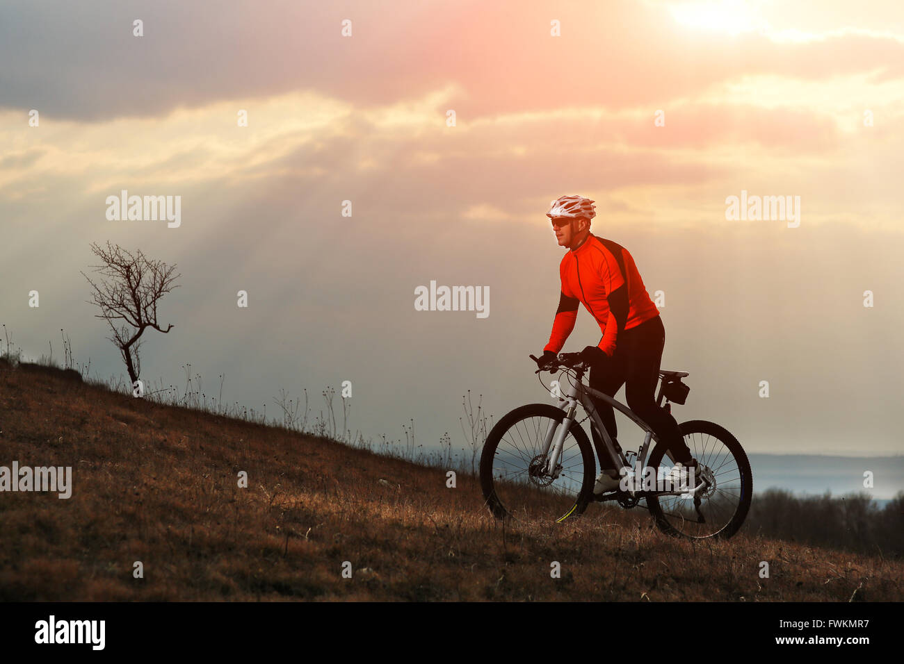 Man cyclist riding the bicycle Stock Photo - Alamy