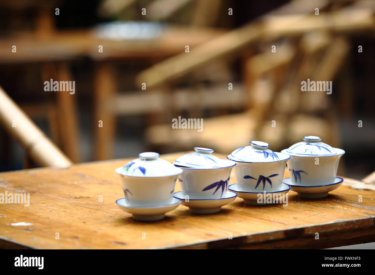 Chinese tea cup line up Stock Photo - Alamy