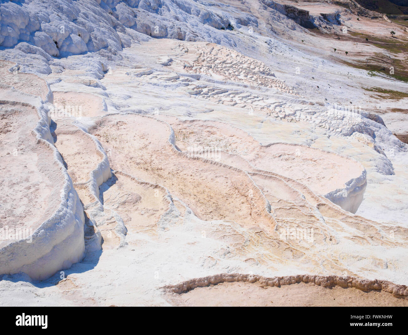 Spectacular natural travertine terraces at Pamukkale, Turkey Stock ...