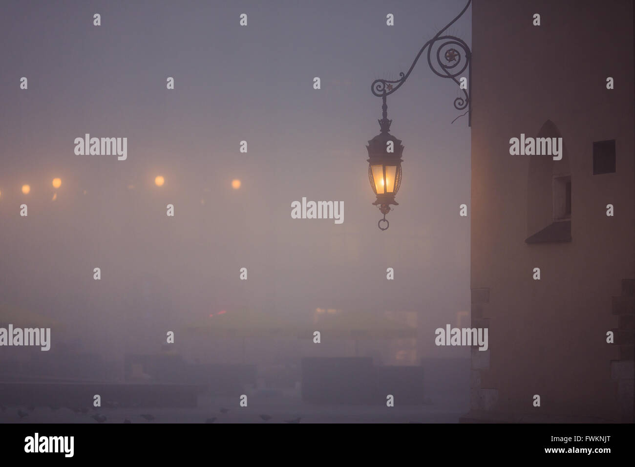 Lantern in mist on building hi-res stock photography and images - Alamy