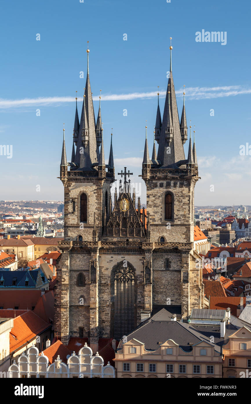 View of historical gothic Church of Our Lady Before Tyn with the name ...