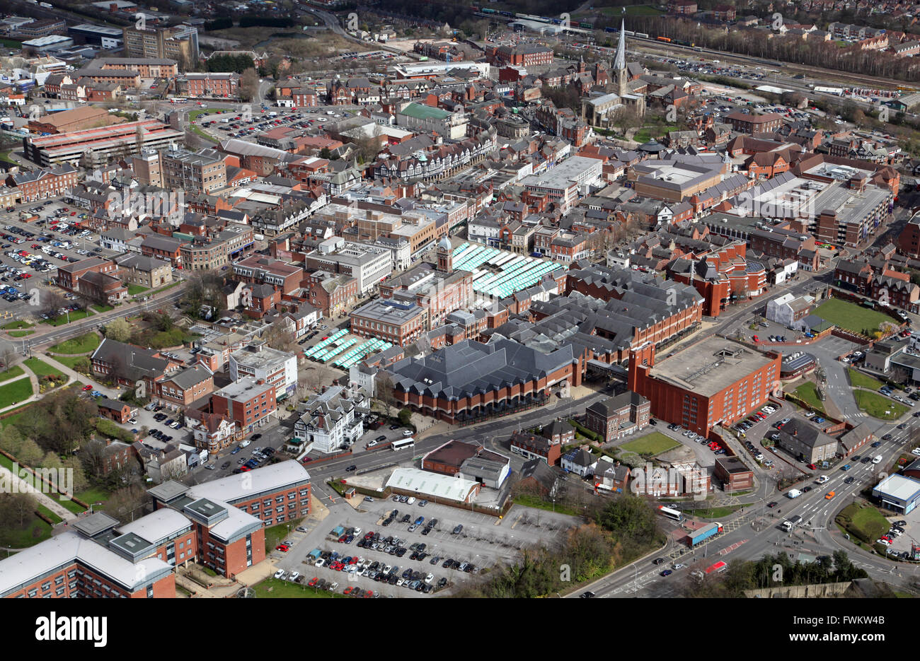 aerial view of Chesterfield town centre, Derbyshire, UK Stock Photo - Alamy
