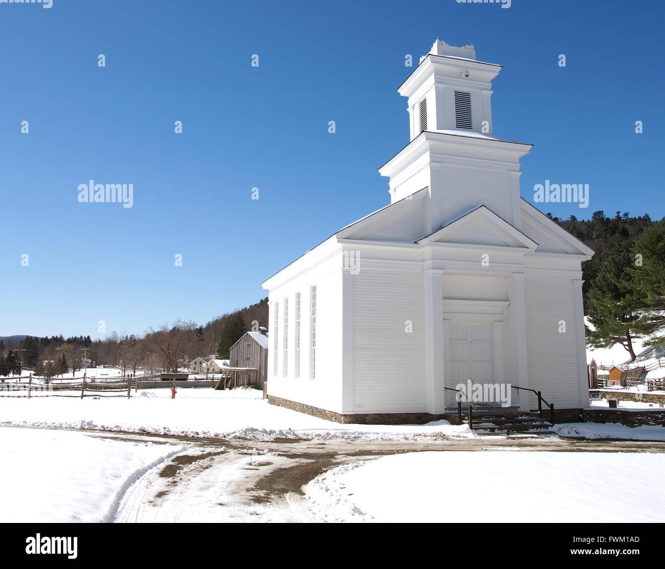 simple country church in the wintertime Stock Photo - Alamy