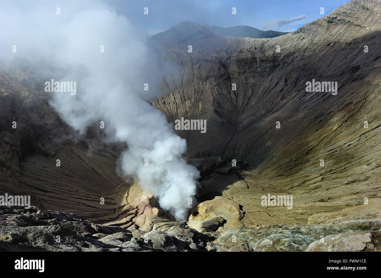 Smoke Coming Out Of Mt Bromo Stock Photo - Alamy