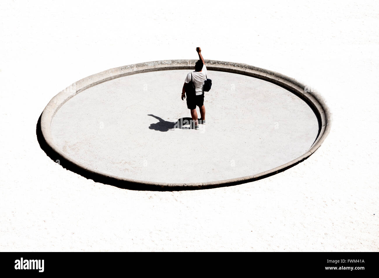 High Angle View Of Man Standing On Sun Dial Stock Photo - Alamy