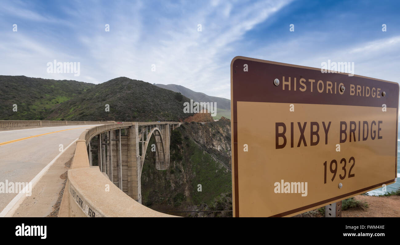 The famous BIxby bridge on the Pacific Coast Highway in California USA ...