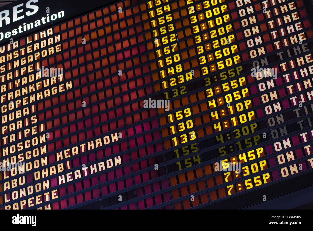 Airport departure schedule board. Los Angeles International Airport ...