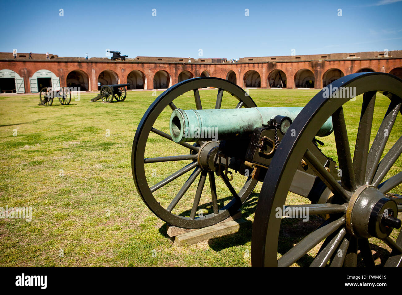 Canons inside Fort Pulaski National Monument on Cockspur Island between ...