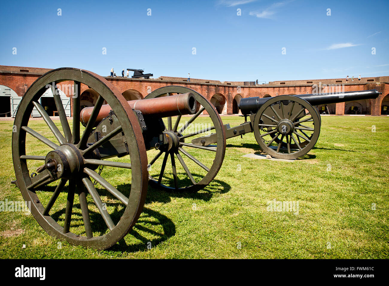 Canons inside Fort Pulaski National Monument on Cockspur Island between ...