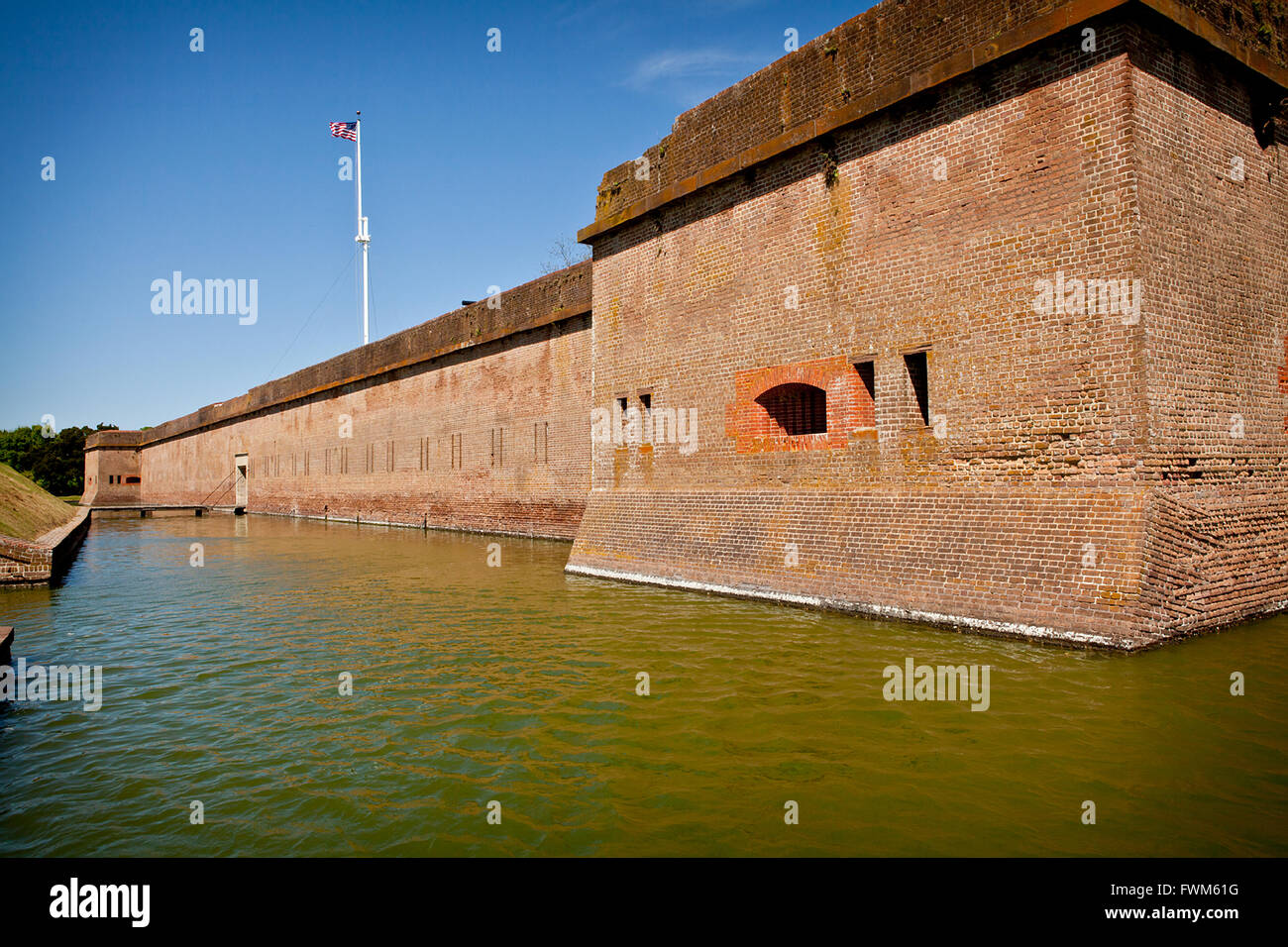Brick walls of Fort Pulaski National Monument on Cockspur Island ...