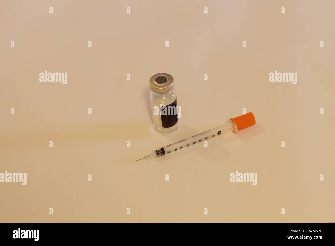 Insulin needle ready for injection in a medical doctor’s office in the ...