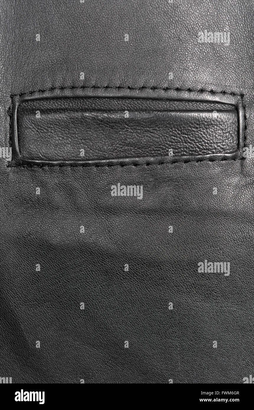 Close up detail of a black leather vest. Fashion, backgrounds and ...