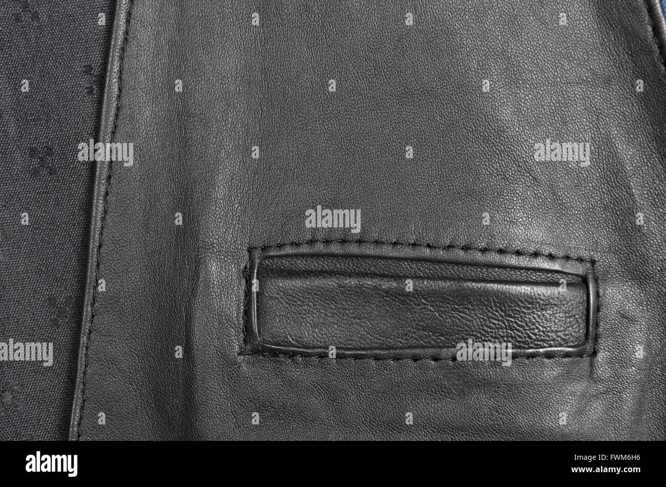 Close up detail of a black leather vest. Fashion, backgrounds and ...